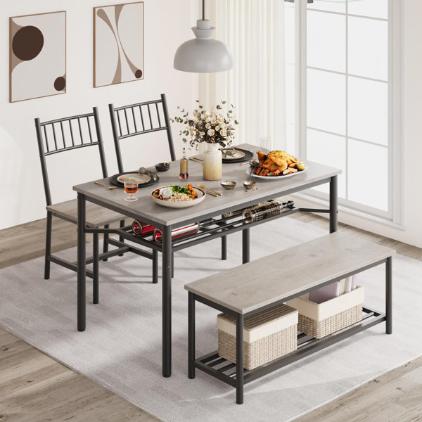 17 Stories Emond Rectangular Modern/Farmhouse/Rustic/Industrial Dining Set & Reviews | Wayfair